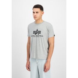 T-Shirt Alpha Industries "Basic T-Shirt BL", Herren, Gr. L, grau (grau heather), Obermaterial: 100% Baumwolle, Shirts T-Shirt