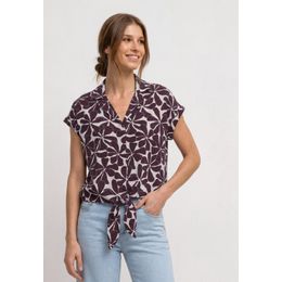 Kurzarmbluse Street One, Damen, Gr. 34, rustic rouge, Stoff, 100% Viskose, normal normal, Rundhals, B&uuml;ndchen, Blusen, mit Zebramuster