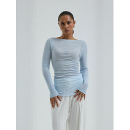 Kurzarmhemd SEAMLESS BASIC "Seamless Basic T-shirt Cotton", Damen, Gr. L/XL, blau (hazy sky), Obermaterial: 100% Baumwolle, Hemden