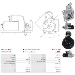 AS-PL Starter s0132 f&uuml;r Peugeot Fiat