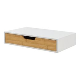 [en.casa] Wandregal, Wei&szlig;, Holz, Bambus, 1 Schubladen, Rechteckig, 40x8x24 cm, Wohnzimmer, Regale, Wandregale
