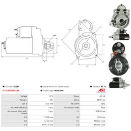 AS-PL Starter s0384 f&uuml;r Chrysler MITSUBISHI