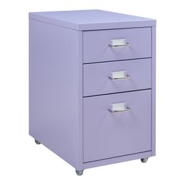 [en.casa] Rollcontainer, Lila, Metall, 3 Schubladen, 28x48x41 cm, Arbeitszimmer, Container