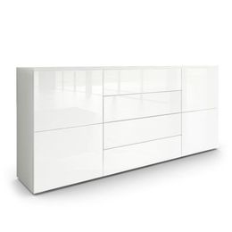 Vladon Sideboard, Wei&szlig; Hochglanz, Holzwerkstoff, 166x72x35 cm, Wohnzimmer, Kommoden & Sideboards, Sideboards