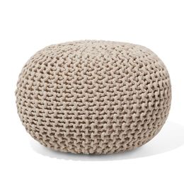 Beliani Pouf, Beige, Textil, 1-Sitzer, Rund, 40x25x40 cm, Wohnzimmer, Hocker, Poufs