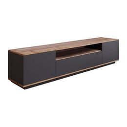 Vente-Unique Tv-Board, Anthrazit, Natur, Holz, Rechteckig, 180x44.6x44.5 cm, Wohnzimmer, Wohnw&auml;nde, Lowboards, Lowboards stehend