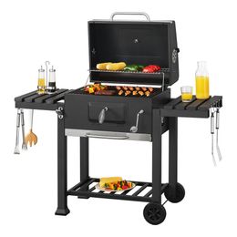 casa.pro Grillwagen, Schwarz, Metall, 135x105x47.5 cm, Grills & Outdoor-K&uuml;chen, Holzkohlegrills