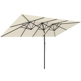 Outsunny Sonnenschirm,, Creme, Metall, 150x295 cm, Sonnen- & Sichtschutz, Sonnenschirme