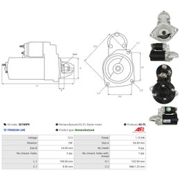 AS-PL Starter s0100pr f&uuml;r Fiat Peugeot CHEVROLET Opel Suzuki