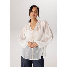 Schlupfbluse ANISTON PLUS, Damen, Gr. 44, wei&szlig;, Web, Obermaterial: 100% Polyester, unifarben, figurumspielend Po-bedeckend, V-Ausschnitt, mit Gummizug, Blusen Schlupfbluse, mit eingewebten Punkten