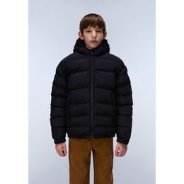 Steppjacke Napapijri "Terez", Jungen, Gr. 10, schwarz (schwarz beauty), Web, Obermaterial: 100% Polyamid, elastischer Bund, Jacken Steppjacke, mit fester Kapuze, normale Passform