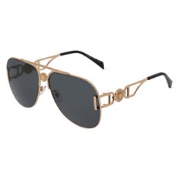 Versace VE2255 | Unisex-Sonnenbrille | Fassung: Vollrand, Pilot, Metall, Gold | Glasfarbe: Grau