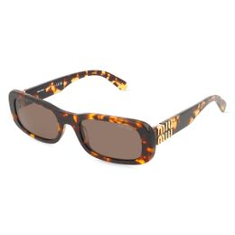 Miu Miu MU08ZS | Damen-Sonnenbrille | Fassung: Vollrand, Eckig, Acetat, Gelb Havanna | Glasfarbe: Braun
