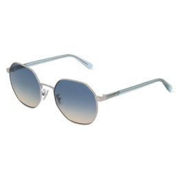 Coach HC7147 | Damen-Sonnenbrille | Fassung: Vollrand, Quadratisch, Metall, Silber Gl&auml;nzend | Glasfarbe: Blau Verlaufend
