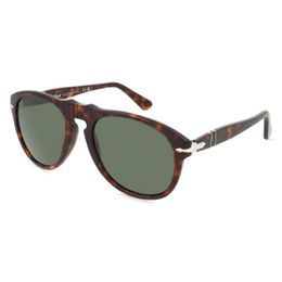 Persol 0PO0649 | Herren-Sonnenbrille | Fassung: Vollrand, Pilot, Acetat, Havanna | Glasfarbe: Gr&uuml;n