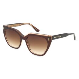 Calvin Klein CK24535S | Unisex-Sonnenbrille | Fassung: Vollrand, Butterfly, Acetat, Braun Hell | Glasfarbe: Braun Verlaufend