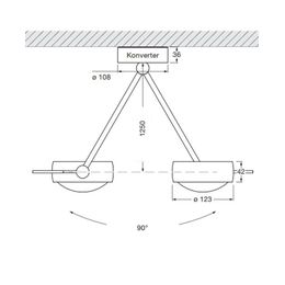 Occhio Sento E LED Soffitto Due Up Pendelleuchte drehbar, 125 cm, Chrom matt/Wei&szlig; matt - Set