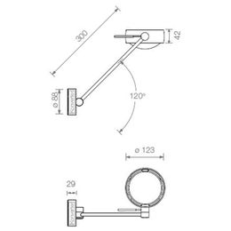 Occhio Sento E LED Parete Singolo Up Wandleuchte 30 cm, Chrom matt - Set