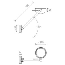 Occhio Sento E LED Parete Singolo Up Wandleuchte 40 cm, Chrom matt/Wei&szlig; matt - Set