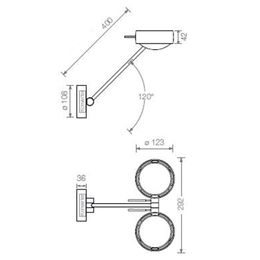Occhio Sento C LED Parete Doppio Up 40cm Schwarz matt /Bronze