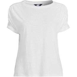 LANDS' END Leinen/Modal-Shirt mit kurzen &Auml;rmeln, Damen,  Wei&szlig;, Leinen/Baumwolle Modal, by Lands' End