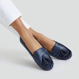 LANDS' END Tassel-Loafer im Autoschuh-Design, Damen,  Blau, by Lands' End