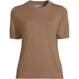 LANDS' END Rundhalspullover aus Baumwolle/Seidenmix, Damen,  Braun, Baumwolle/Seide/Nylon, by Lands' End