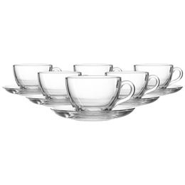Ritzenhoff & Breker Tasse RITZENHOFF & BREKER "Cappuccino-Set Barista 220 ml 6er Set transparent", bunt (transparent), B:14,5cm H:10cm, Glas, Trinkgef&auml;&szlig;e, Tasse, Sp&uuml;lmaschinenfest