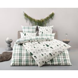Bettw&auml;sche OTTO HOME "Mikkel", gr&uuml;n, B/L: 135cm x 200cm, 1 Stk., 1 Stk., Linon, B/L: 40cm x 80cm, 2, Linon, Obermaterial: 100% Baumwolle, Bettw&auml;sche, Bettw&auml;sche, Bettw&auml;sche ab Gr. 135x200 cm,100% Baumwolle, Weihnachten