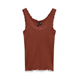 V&eacute;ro Moda Tanktop VERO MODA "VMNANA LACE TANK TOP JRS NOOS", Damen, Gr. M, burnt henna, Jersey, Obermaterial: 96% Baumwolle, 4% Elasthan, unifarben, normal, Rundhals, Tops Tanktop, Baumwollmischung