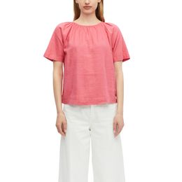 Kurzarmbluse s.Oliver, Damen, Gr. 36, marsala pink, Web, Obermaterial: 52% Leinen, 48% Viskose, unifarben, h&uuml;ftbedeckend, Rundhals, abgesteppte Kante, Blusen, Sommerbluse mit Bindeband im R&uuml;cken