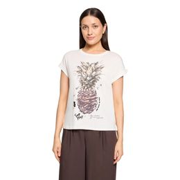 Kurzarmshirt Cartoon "Damen mit &Auml;rmelaufschlag", Damen, Gr. 34, patch cream, beige, Obermaterial: 100% Baumwolle, loose fit normal, Rundhals, Shirts