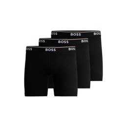 Boxershorts BOSS "BoxerBrLong 3P Power", Herren, Gr. L, schwarz (schwarz 001), Jersey, Obermaterial: 95% Baumwolle, 5% Elasthan, eng, Unterhosen