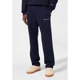 Jogginghose Champion "ICONS Straight Hem Pants Fleece", Herren, Gr. S (44/46), N-Gr, blau (nny, ns), Obermaterial: 70% Baumwolle, 30% Polyester, Hosen Jogginghose, geradliniger Schnitt, sportlich-schlichter Stil, atmungsaktiv