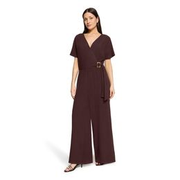 Overall Cartoon "Damen mit Schnalle", Damen, Gr. 34, Normalgr&ouml;&szlig;en, dunkelbraun, Obermaterial: 80% Viskose, 20% Leinen, tailliert, V-Ausschnitt, Overalls Overall