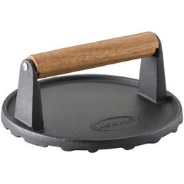 R&ouml;sle Burgerpresse R&Ouml;SLE "BBQ Gewicht, 25231", schwarz, &Oslash;:17,7cm, Gusseisen, K&uuml;chenpressen, Barbecue-Gewicht zum schnelleren Garen, Gusseisen, Holzgriff, 17,5 cm