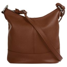 Umh&auml;ngetasche CLUTY, Damen, Gr. B/H/T: 26cm x 24cm x 14cm onesize, braun, Leder, leicht gl&auml;nzend, unifarben, Taschen Umh&auml;ngetasche, echt Leder, Made in Italy