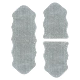 Bettumrandung ANDIAMO "Bettvorleger Lamm Fellimitat" Gr. 14, grau (hellgrau), H:20mm, Obermaterial: 100% Polyester, Bettumrandungen, Kunstfell, sehr weicher Flor, waschbar, Bettvorleger, L&auml;ufer-Set