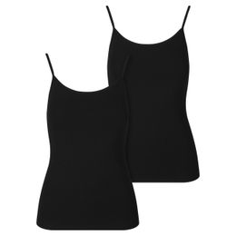 Muskelshirt Urban Classics "Urban Classics Ladies Basic Tank Top Cotton 2-Pack", Jungen, Gr. XL, schwarz schwarz, 95% Baumwolle, 5% Elasthan, unifarben, normal, Rundhals, Shirts
