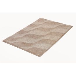 Badematte Kleine Wolke "&raquo;Onda&laquo;, Badvorleger, Badezimmer Teppich", beige (macadamia), H:15mm, Polyacryl, Badematten, Badematte, Badteppich, modernes Ton in Ton Wellendesign, flauschig