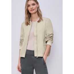 Blouson Street One, Damen, Gr. 44, powder beige, Stoff, 100% Polyester, unifarben, comfort fit normal, Rundhals, B&uuml;ndchen, Jacken Blouson, mit College-Style Details