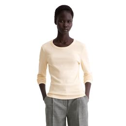 Marc O'Polo Langarmshirt MARC O'POLO "aus reiner Bio-Baumwolle", Damen, Gr. L, raw cream, Obermaterial: 100% Baumwolle, unifarben, Basic, regular fit, Rundhals, Rippb&uuml;ndchen, Shirts Langarmshirt