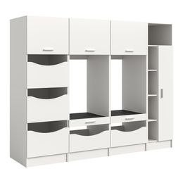 Mehrzweckschrank-Set Welltime "FALAS, 4-teilig, Hauswirtschaftsraum Set, Breite 242 cm", wei&szlig; (wei&szlig; nb), H:195cm T:68cm, Holzwerkstoff, Kastenm&ouml;bel-Sets, Kombination, Waschmaschinenumbau, Waschmaschinenschrank, W&auml;schekammer