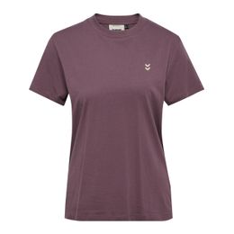 T-Shirt Hummel "HMLPULSE W T-SHIRT", Damen, Gr. L, schwarz plum, Obermaterial: 100% Baumwolle, normal normal, Rundhals, Shirts T-Shirt, normale Passform, gerader Abschluss