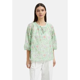 Kurzarmbluse Milano Italy, Damen, Gr. 38, mint, Web, Material: 100% Baumwolle, Paisley, regular fit normal, Rundhals, elastischer Bund, Blusen, mit Bindeband