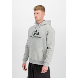 Hoodie Alpha Industries "Basic Hoodie BL", Herren, Gr. L, grau (grau heather), Obermaterial: 80% Baumwolle, 20% Polyester, regular fit, Sweatshirts Hoodie