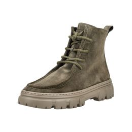 Schn&uuml;rstiefelette Paul Green "Paul Green Stiefelette Veloursleder", Damen, Gr. 37,5, olive, Veloursleder, Schuhe Schn&uuml;rstiefelette