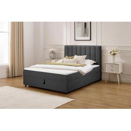 Boxbett OTTO HOME "Haileyy inkl. Bettkasten und Topper, Liegefl&auml;che 180x200cm", anthrazit, B:142cm L:210cm, Komplettbetten, erh&auml;ltlich in der Gr&ouml;&szlig;e 180x200 cm, inkl. Aufbauvideo