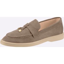 Slipper Heine, Damen, Gr. 37, sand, Synthetik, Schuhe Slipper
