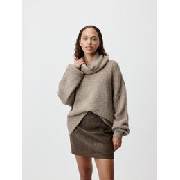 Strickpullover LEGER "Jarine, LeGer by Lena Gercke", Damen, Gr. 40, braun melange, Strick, Obermaterial: 56% Polyacryl, 44% Polyamid, unifarben, loose fit h&uuml;ftlang, Rundhals, eingesetzt gerader Abschluss, Pullover Strickpullover, Loose fit mit Rundhalsausschnitt